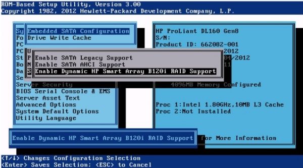 فعال سازی کنترلر B120i در HP ProLiant Gen8 - آوش افزار